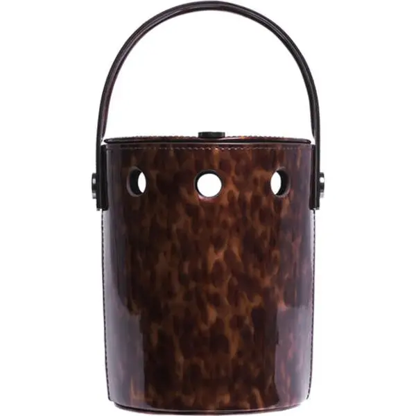 Perrin Le Mini Seau Bucket Bag - Ecaille Brown | Black Strass